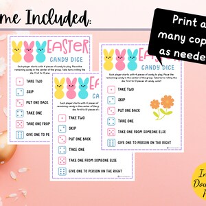 Easter CANDY DICE Game Easter Party Game Printable Easter Celebration ...