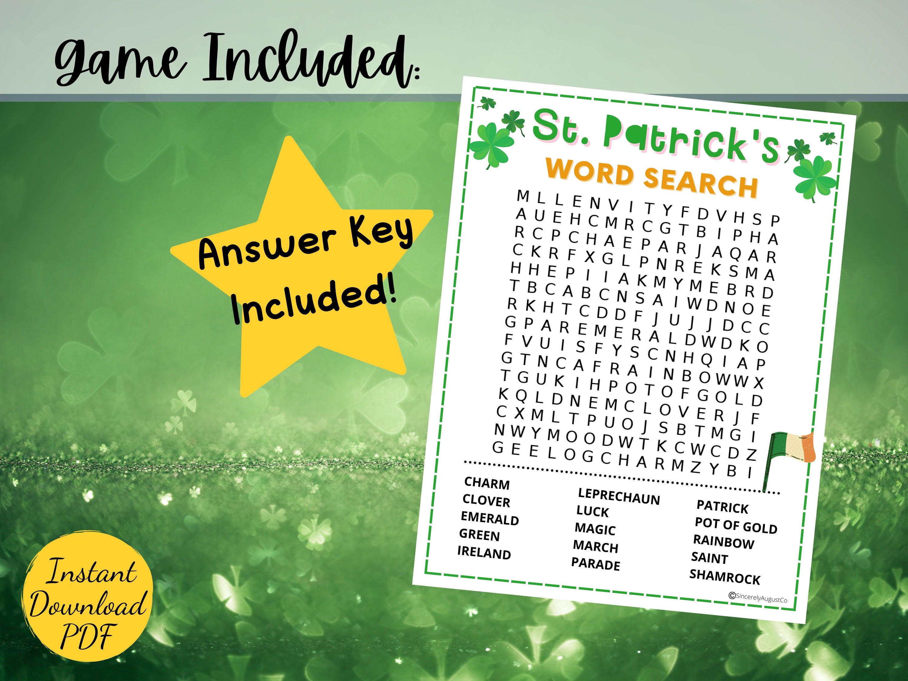 St. Patrick's Day WORD SEARCH St. Patrick's Day CROSSWORD St. Patricks ...