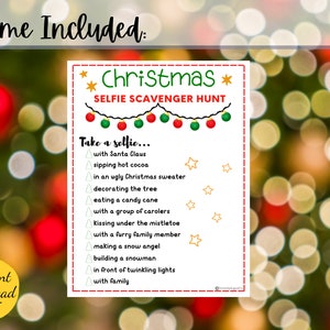 Christmas SELFIE SCAVENGER HUNT Game Printable Christmas Party Activity ...