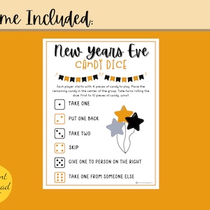 New Years Eve CANDY DICE Game New Years Eve Party Game Printable New ...