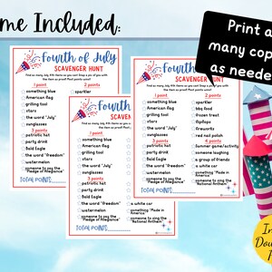 Fourth of July SCAVENGER HUNT July 4th Party Game - Etsy