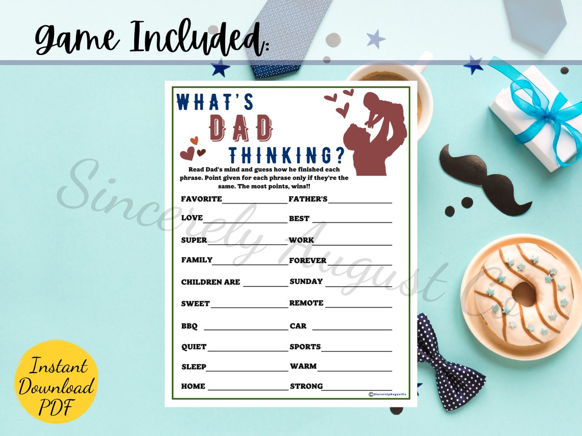 Fathers Day WHATS DAD THINKING Game Fathers Day Party Game Printable ...