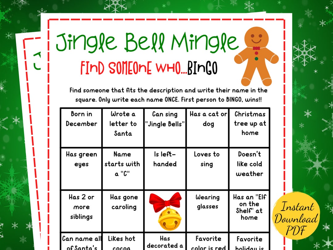 Christmas BINGO Game Christmas Find the Guest BINGO Christmas Party ...