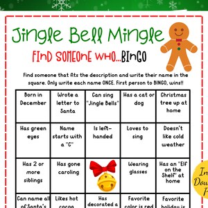 Christmas BINGO Game Christmas Find the Guest BINGO Christmas Party ...