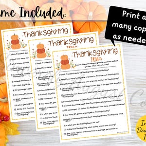 Thanksgiving TRIVIA Game: Printable Party Activity (PDF) - Etsy