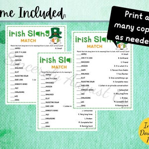 St. Patrick's Day IRISH SLANG MATCH Game (printable) - Etsy