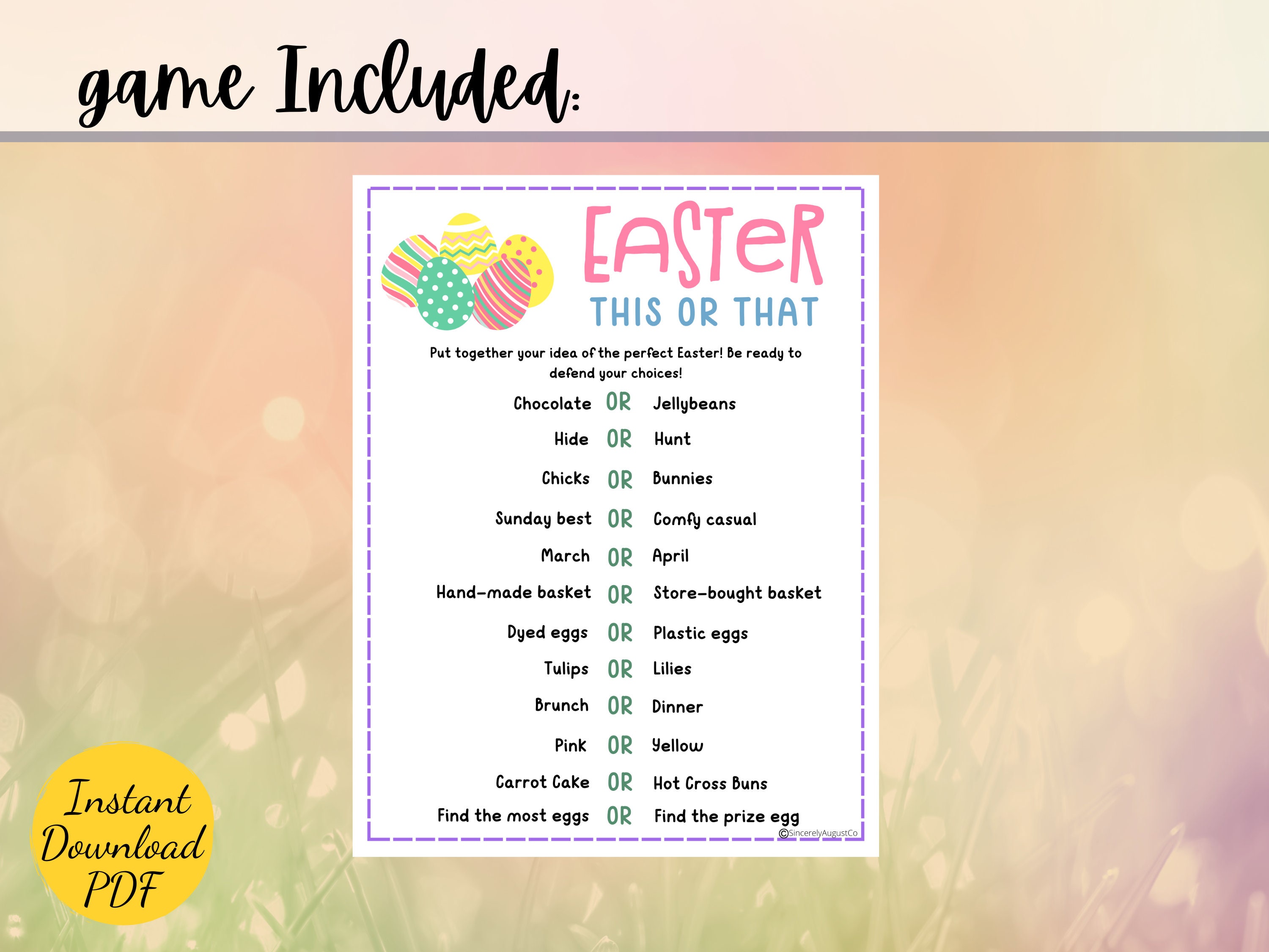 Easter THIS OR THAT Game Easter Would You Rather Easter Party Game ...
