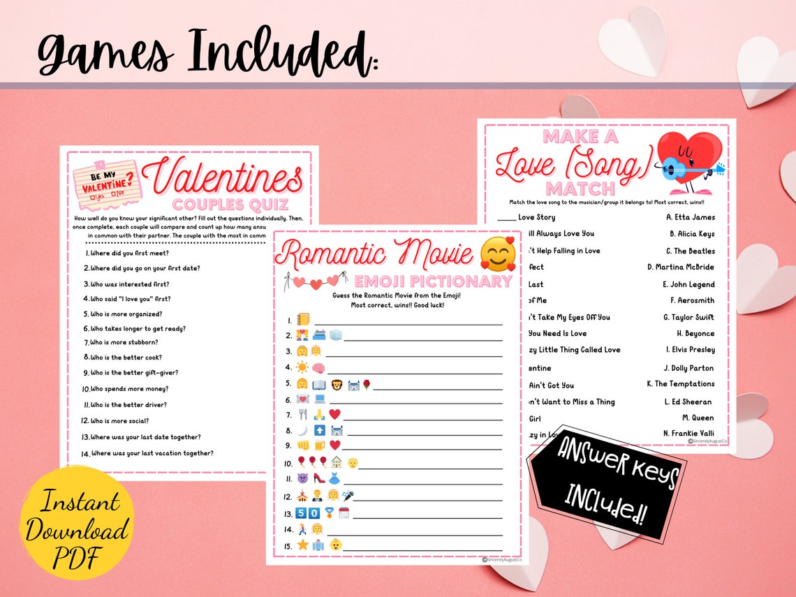 Valentines Day Party Games BUNDLE Printable Valentines Party Games ...
