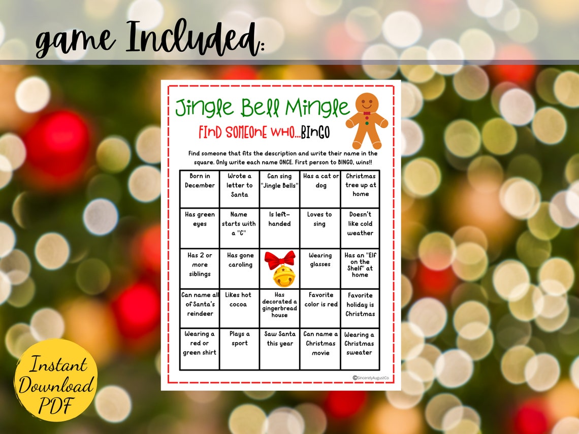 Christmas BINGO Game Christmas Find the Guest BINGO Christmas Party ...