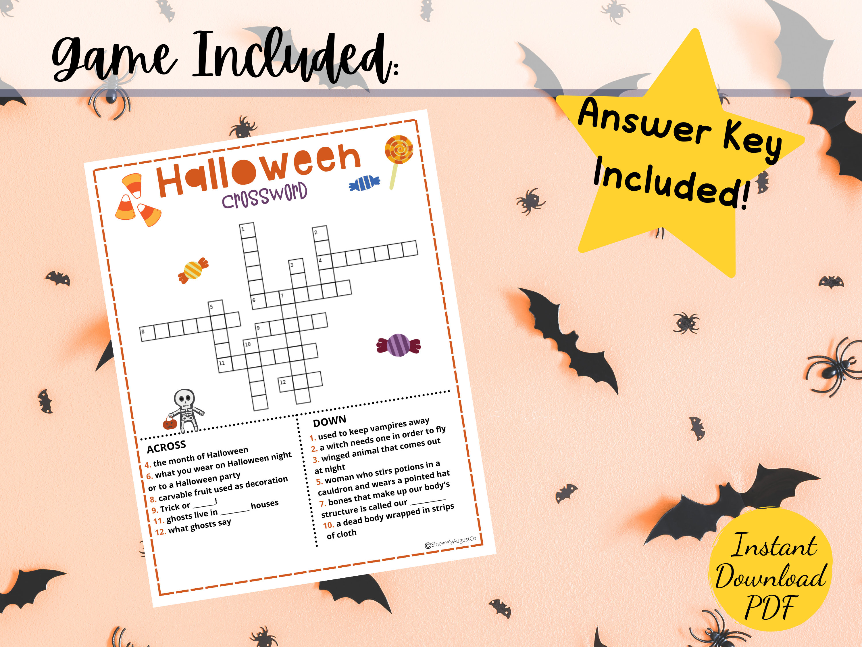 Halloween WORD SEARCH Halloween CROSSWORD printable - Etsy