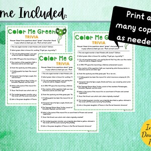 COLOR ME GREEN Trivia St. Patrick's Day Party Game Printable St ...