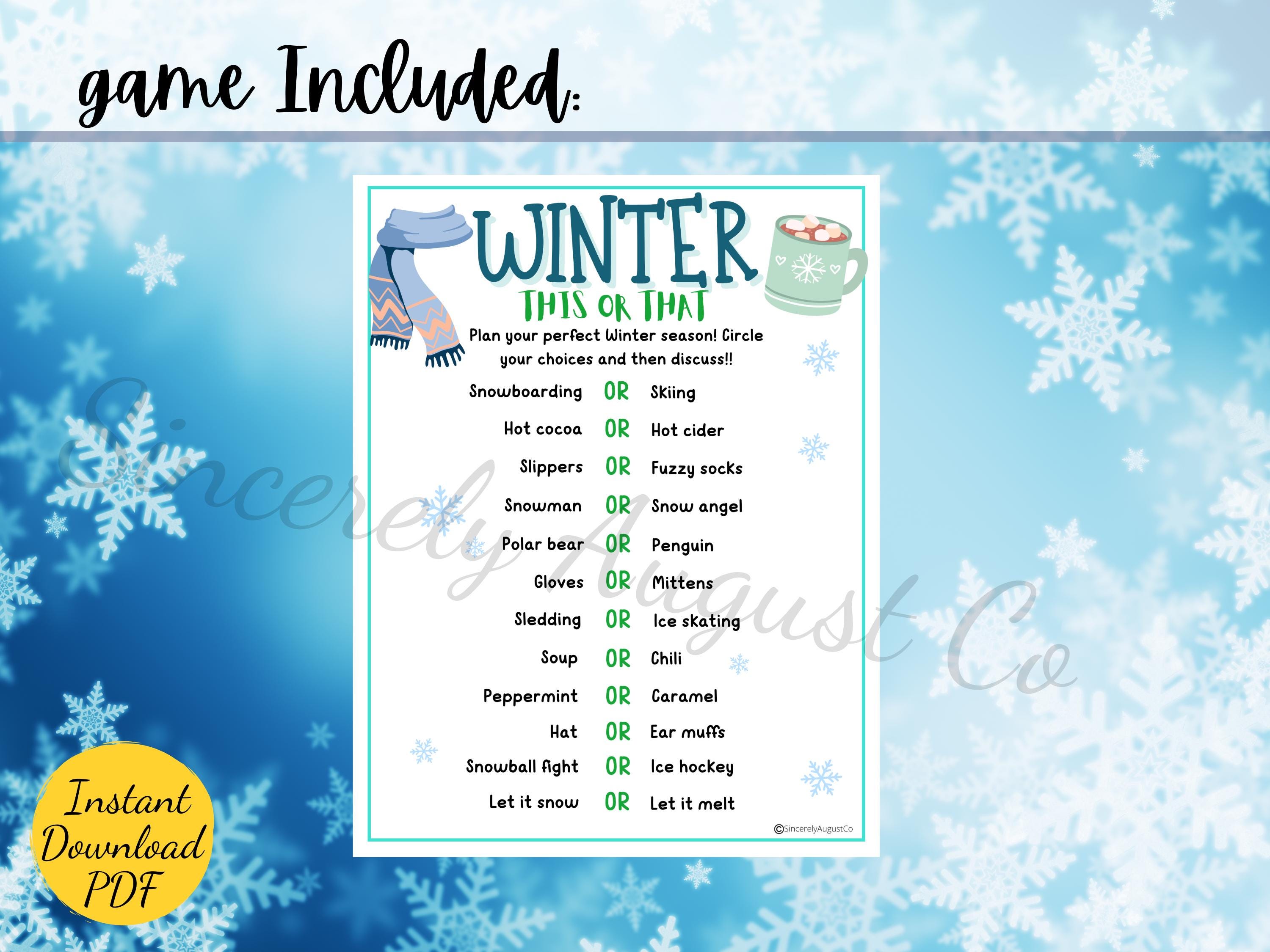 Winter THIS or THAT Game: Printable Party Activity (PDF Download) - Etsy
