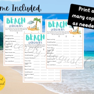Beach CATEGORIES Game - Printable Beach Day Party Game - Beach ...