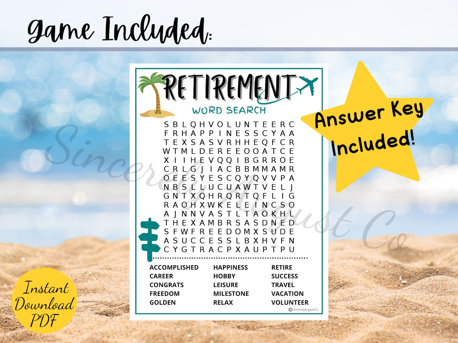 Retirement WORD SEARCH Game: Printable Party Activity (PDF) - Etsy
