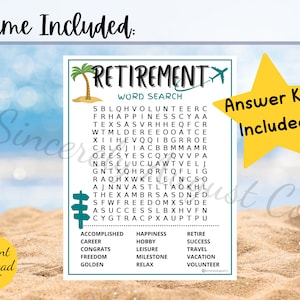 Retirement WORD SEARCH Game - Printable Retirement Party Game - Work ...