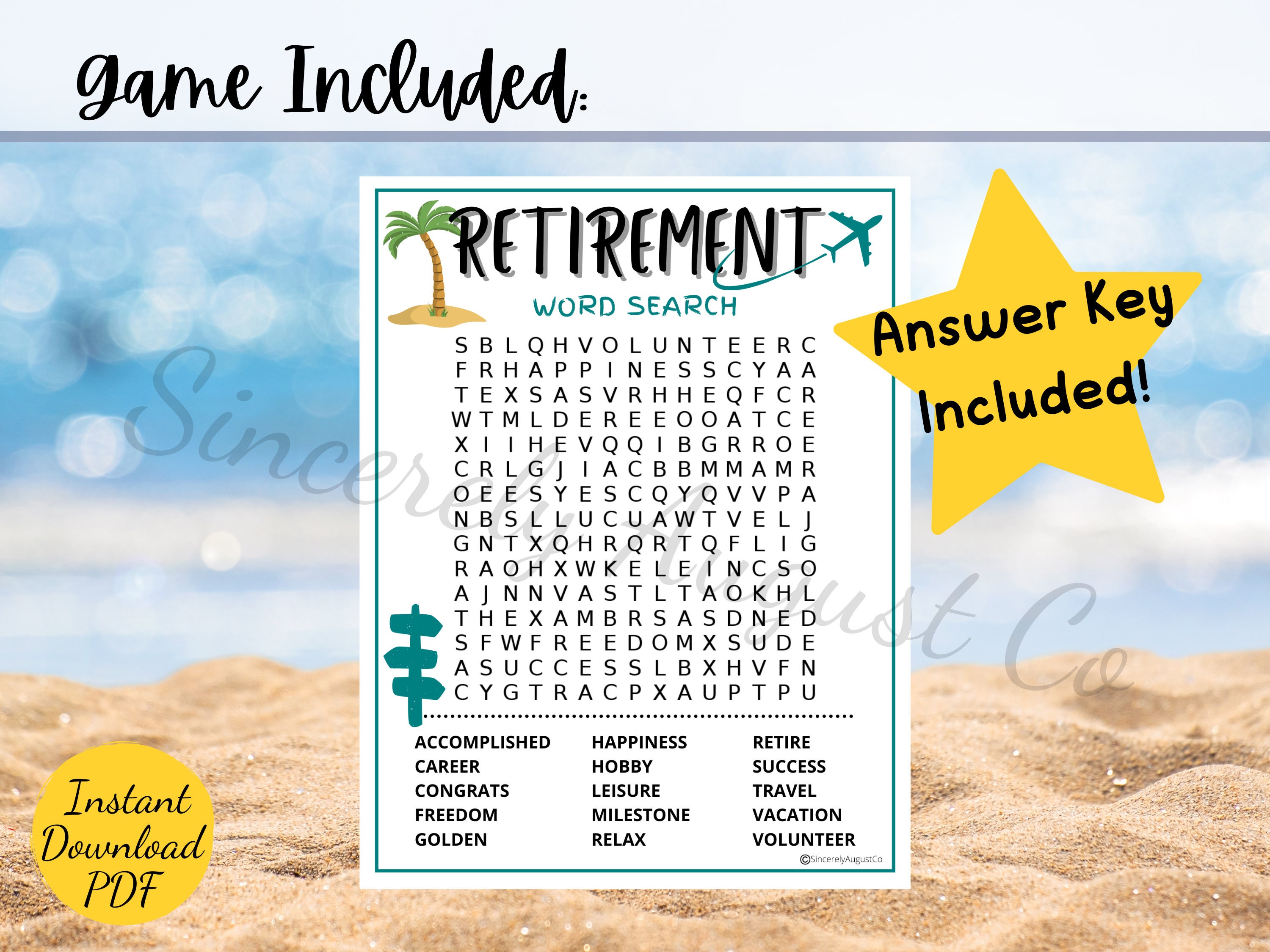Retirement WORD SEARCH Game: Printable Party Activity (PDF) - Etsy
