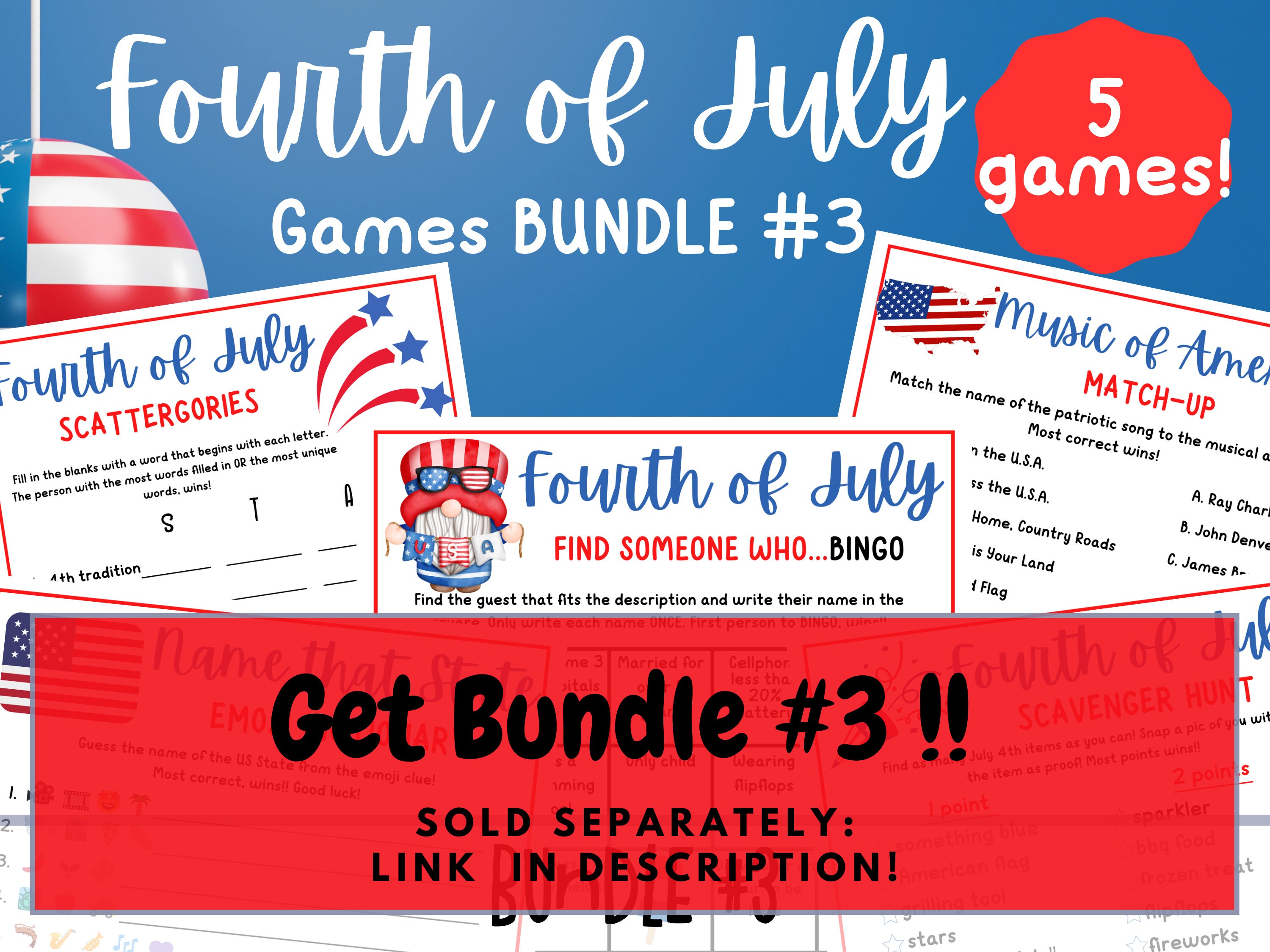 Fourth of July Games BUNDLE 10 Game Bundle Printable July - Etsy