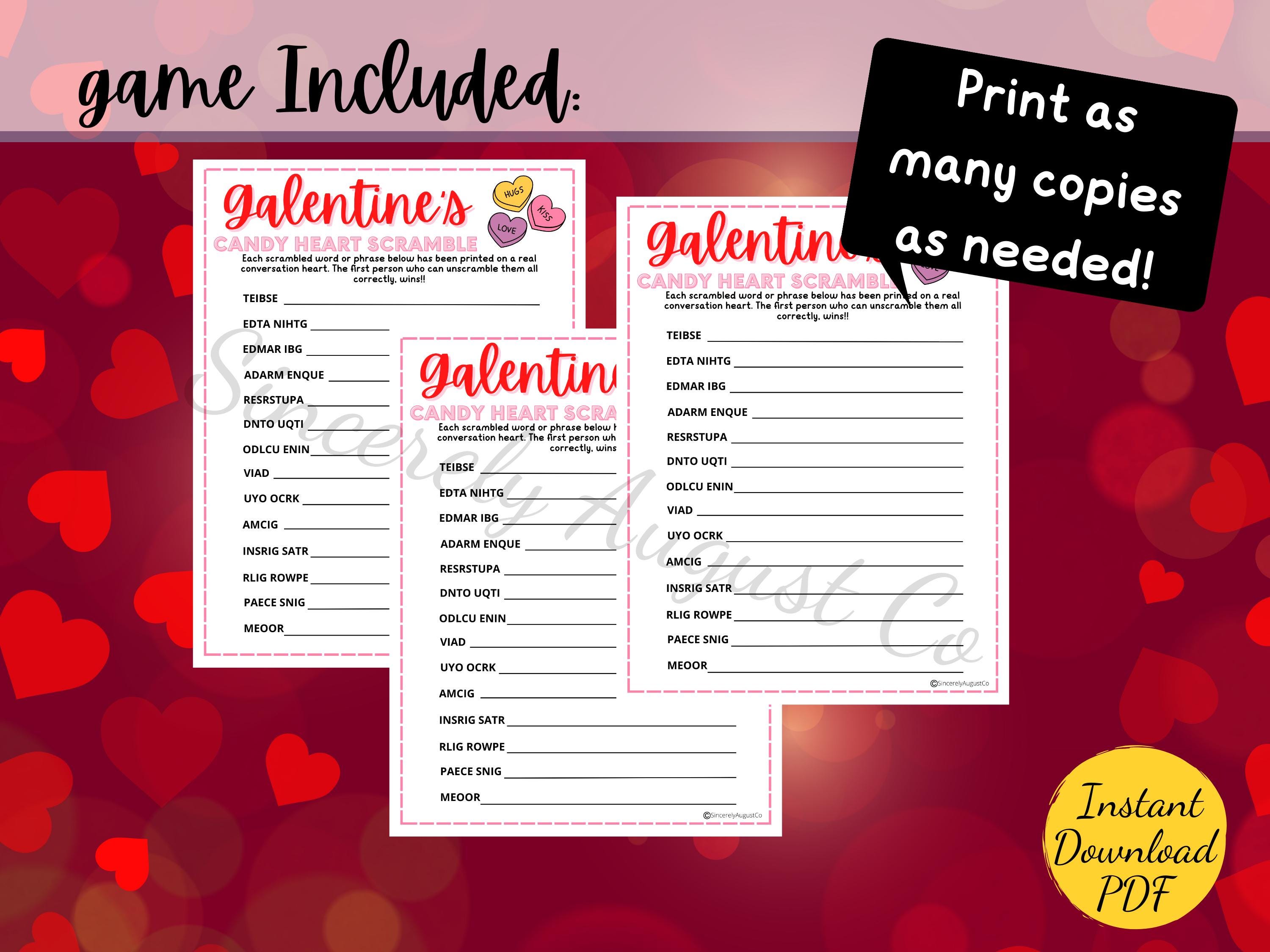Galentine's Candy Hearts WORD SCRAMBLE Game (digital Download) - Etsy