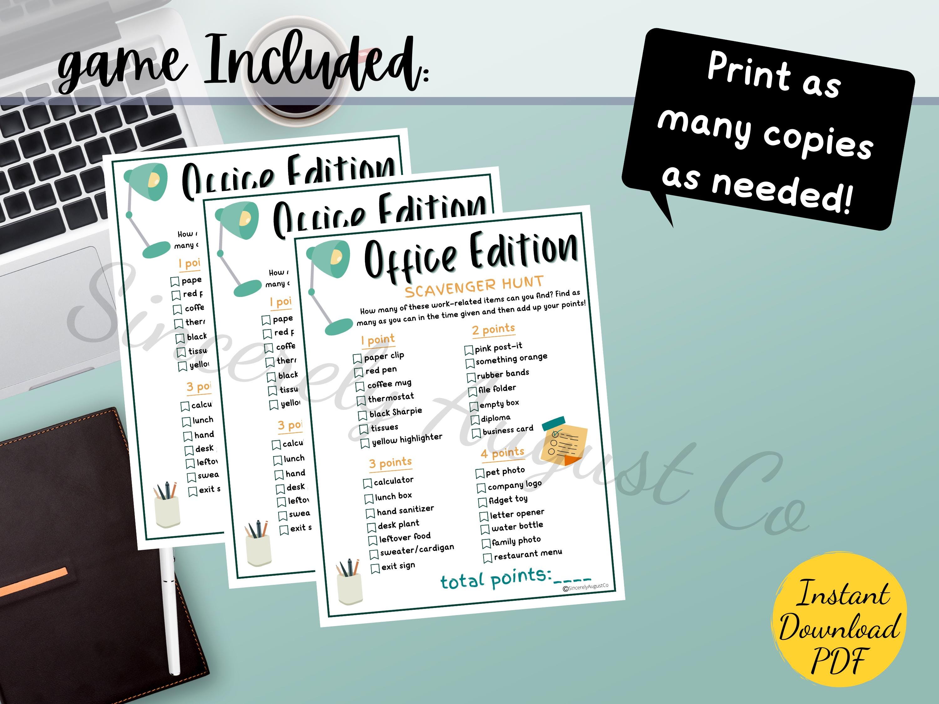 Office SCAVENGER HUNT Game: Printable Teambuilding Activity (PDF) - Etsy