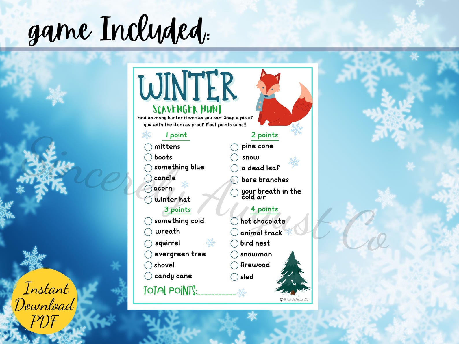 Winter SCAVENGER HUNT Game - Printable Winter Season Party Game ...