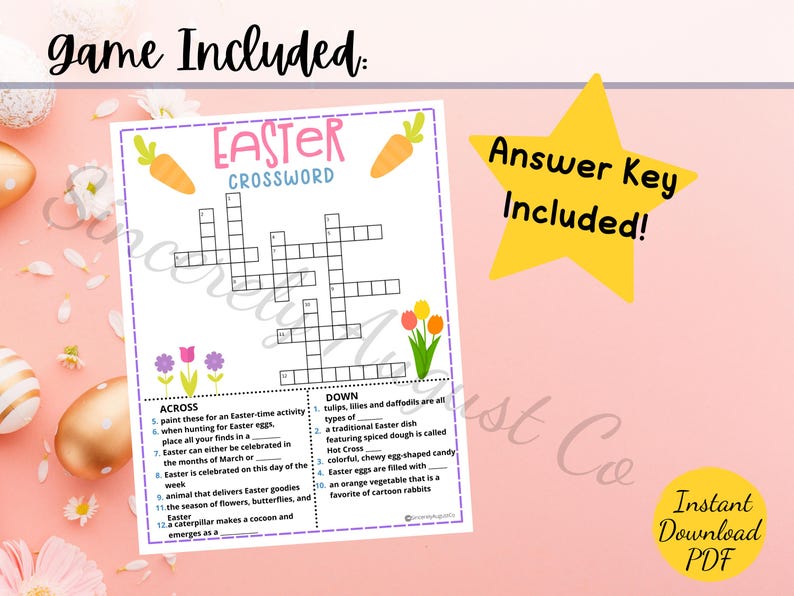 Easter WORD SEARCH - Easter CROSSWORD - Easter Party Games - Printable ...