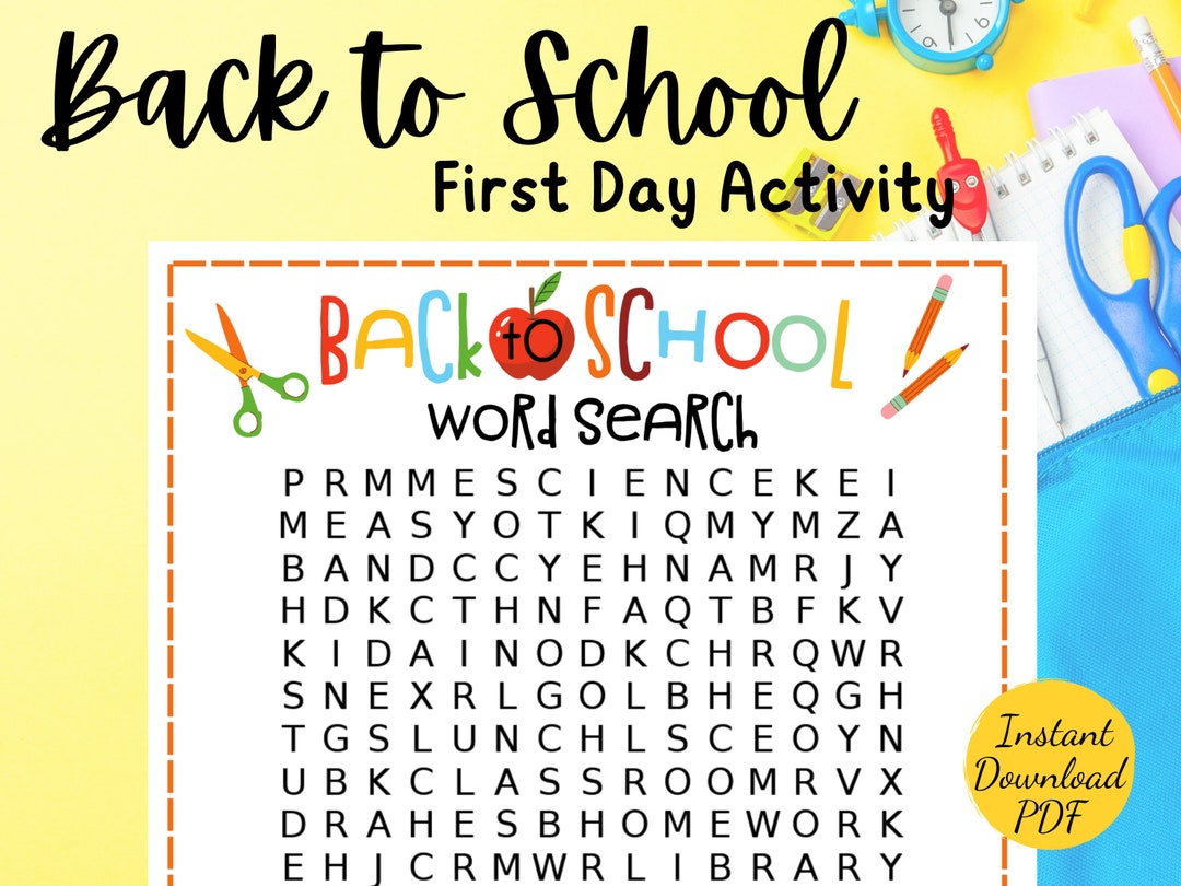 Back to School Word Search Back to School Game First Day - Etsy