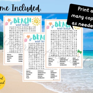 Beach Day WORD SEARCH - Beach Party Game - Printable Beach Day Activity ...