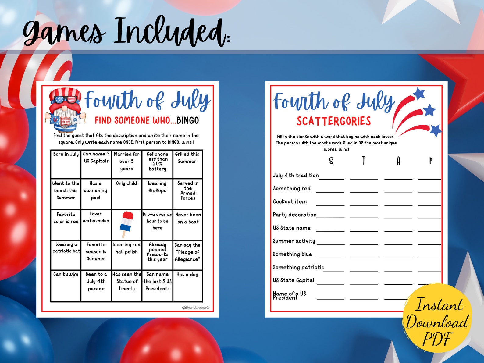 Fourth of July Games BUNDLE 5 Game Bundle Printable July - Etsy