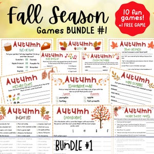 FALL Season GAMES BUNDLE Printable Autumn Games Fall Games for Families ...