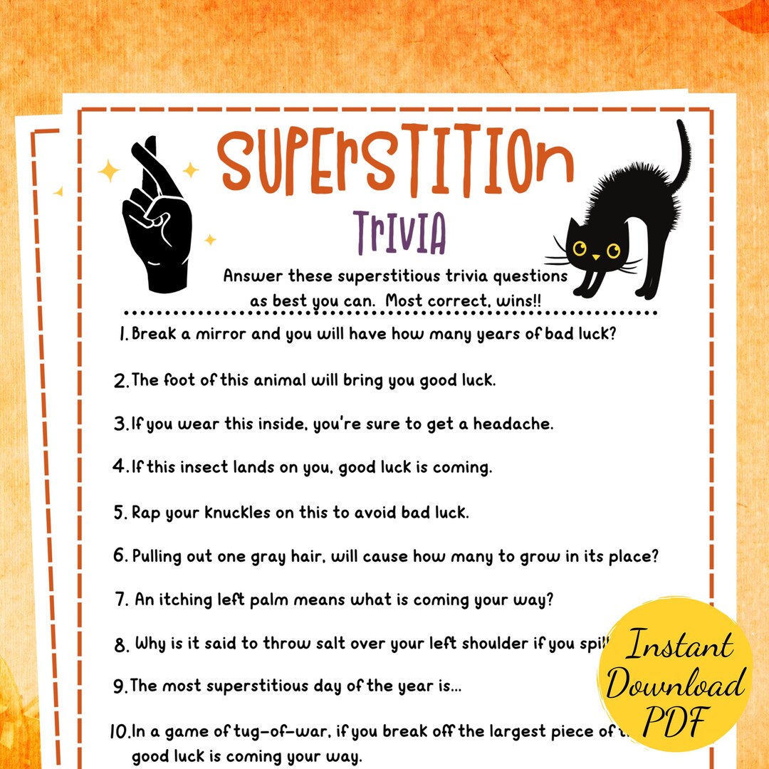 Halloween SUPERSTITIONS GAME Game: Printable Friday the 13th Party ...