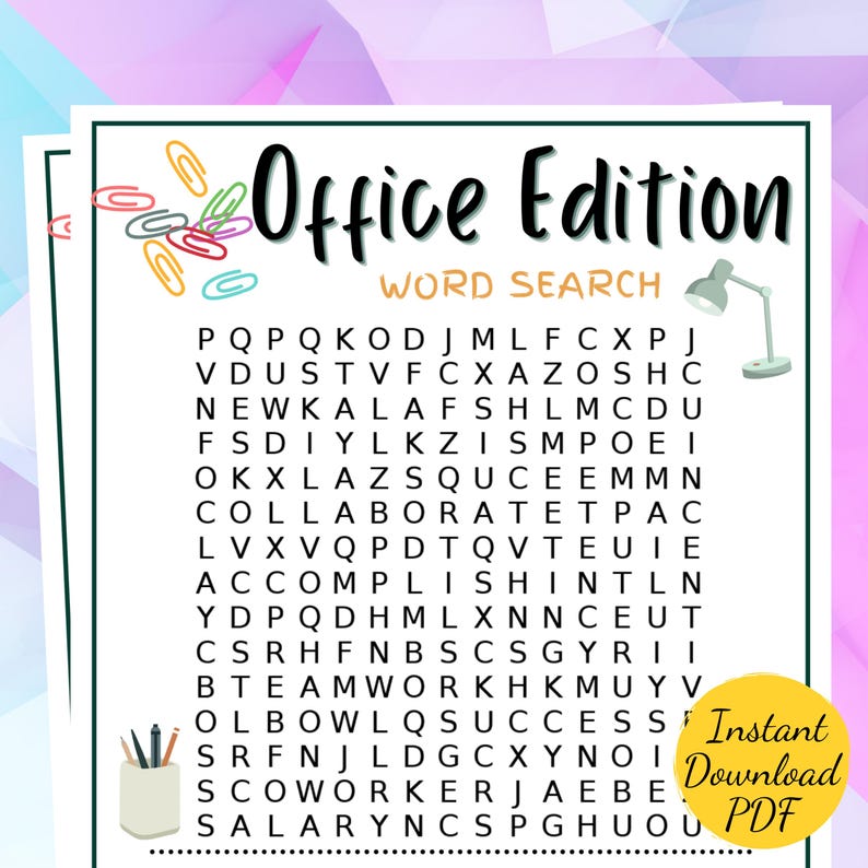 Office WORD SEARCH Game - Printable Workplace Game - Printable ...