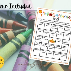 Back to School BINGO Game Find the Classmate Bingo First - Etsy