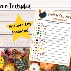 Thanksgiving PICTURE CLUES Game: Printable Emoji Pictionary (PDF) - Etsy