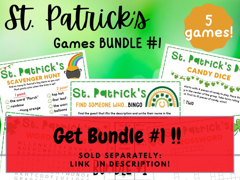 St. Patrick's Day Party Game BUNDLE 5 Game Bundle St. Patricks Day ...