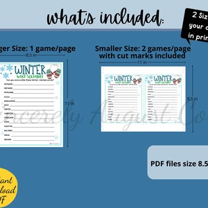 Winter WORD SCRAMBLE Game: Printable Activity (PDF) - Etsy
