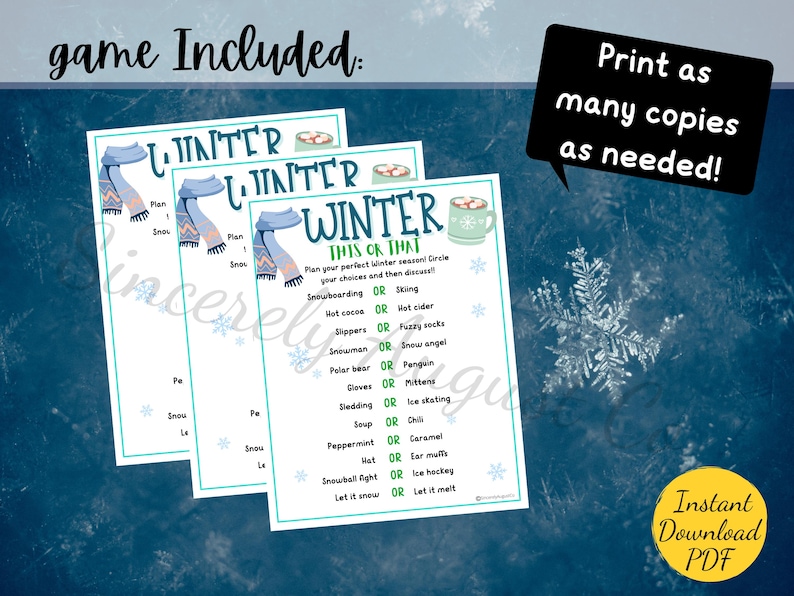 Winter THIS or THAT Game: Printable Party Activity (PDF Download) - Etsy