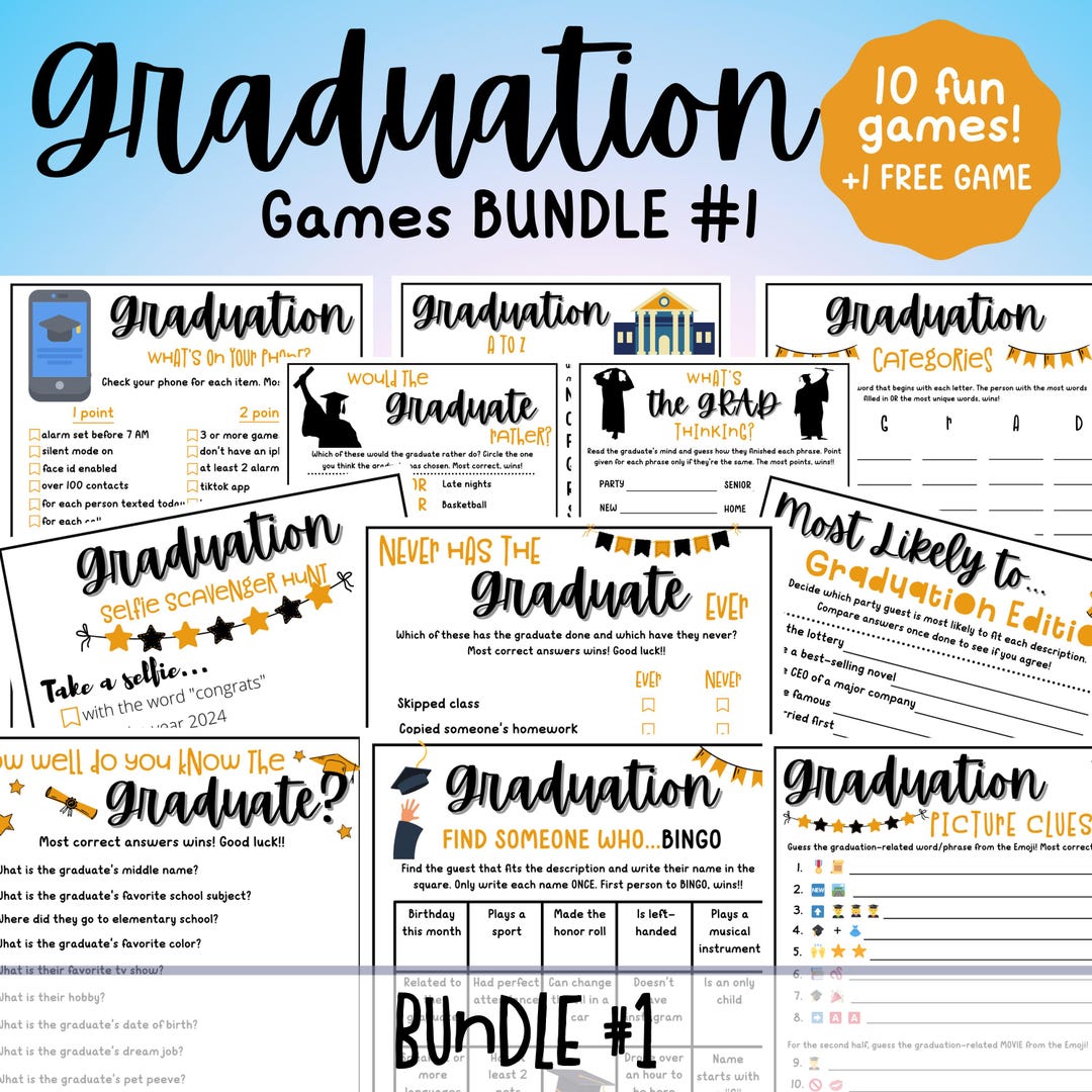 Graduation Party Games BUNDLE Printable Graduation Party Activities ...