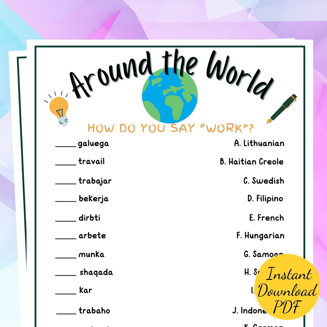 Office AROUND THE WORLD Matching Game - Printable Workplace Game ...