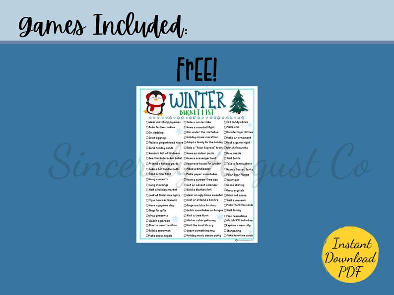 Printable Winter Games BUNDLE #3: Family Snow Day Activities (digital ...