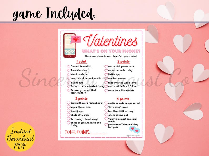 WHAT'S on YOUR PHONE Valentines Day Game Valentines Day Party Game ...