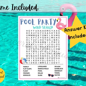 Pool Party WORD SEARCH Game: Printable Summer Activity (PDF) - Etsy