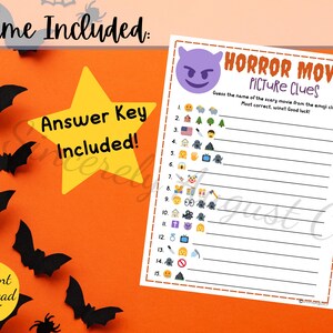 Horror Movie PICTURE CLUES - Printable Halloween Party Game - Halloween ...