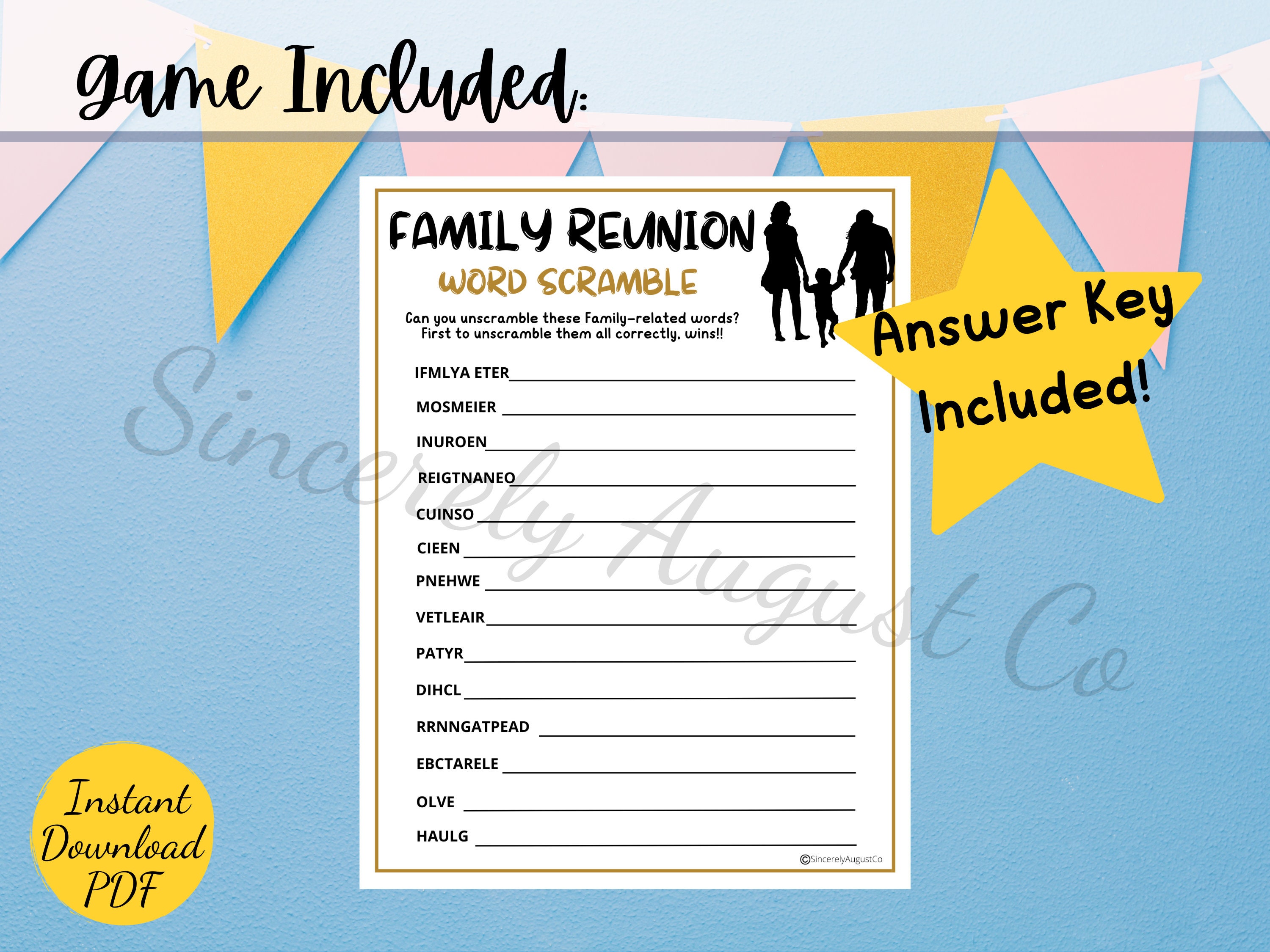 Family Reunion WORD SCRAMBLE Game: Printable Party Activity (PDF) - Etsy