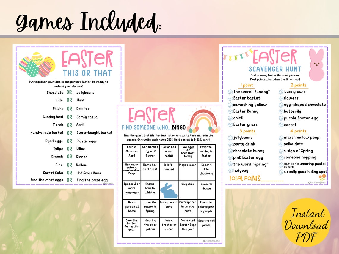 EASTER Party GAMES BUNDLE 6 Game Bundle Printable Easter Games and ...