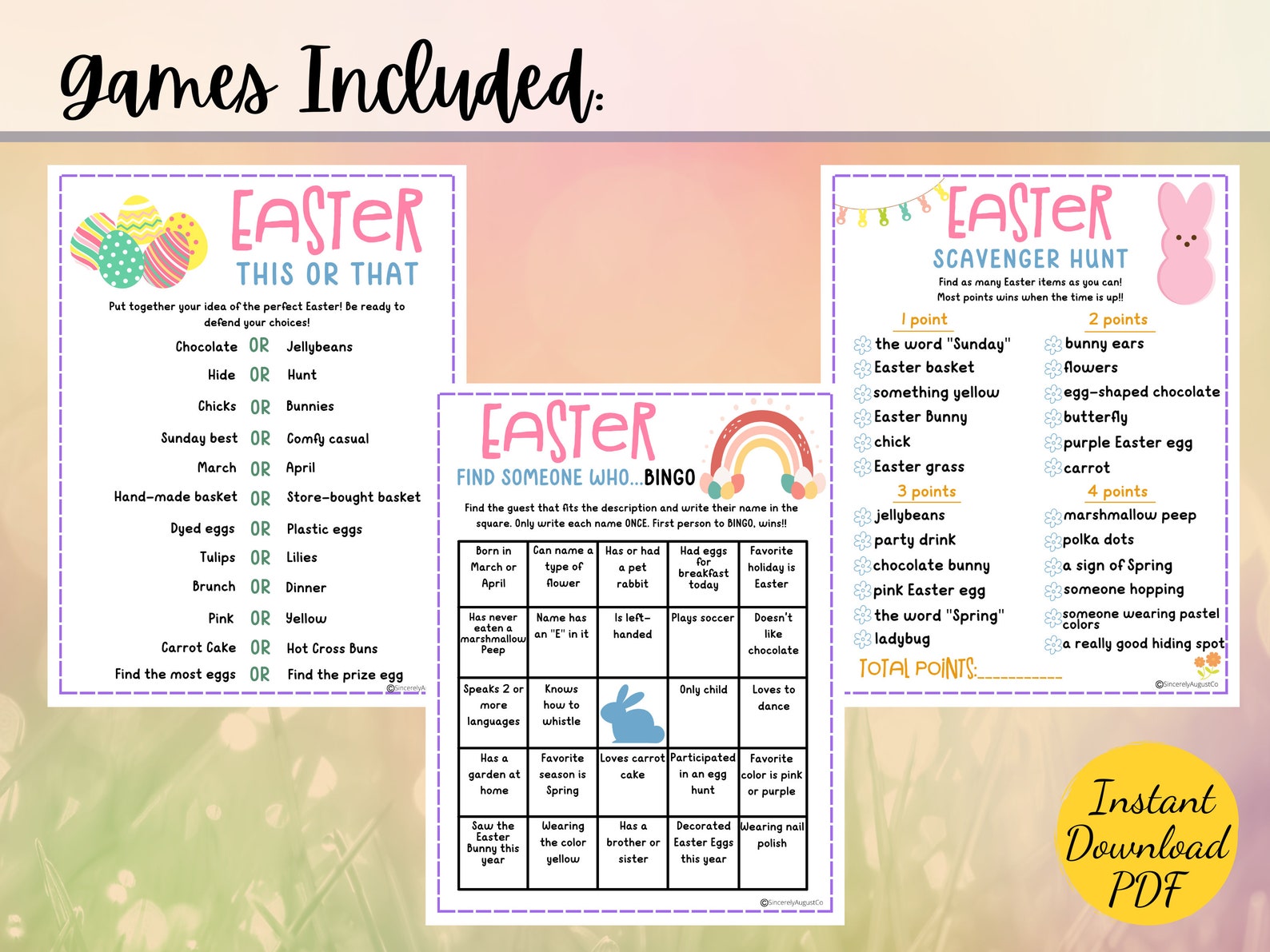 EASTER Party GAMES BUNDLE 6 Game Bundle Printable Easter Games and ...