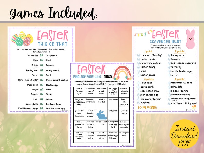 EASTER Party GAMES BUNDLE 6 Game Bundle Printable Easter Games and ...