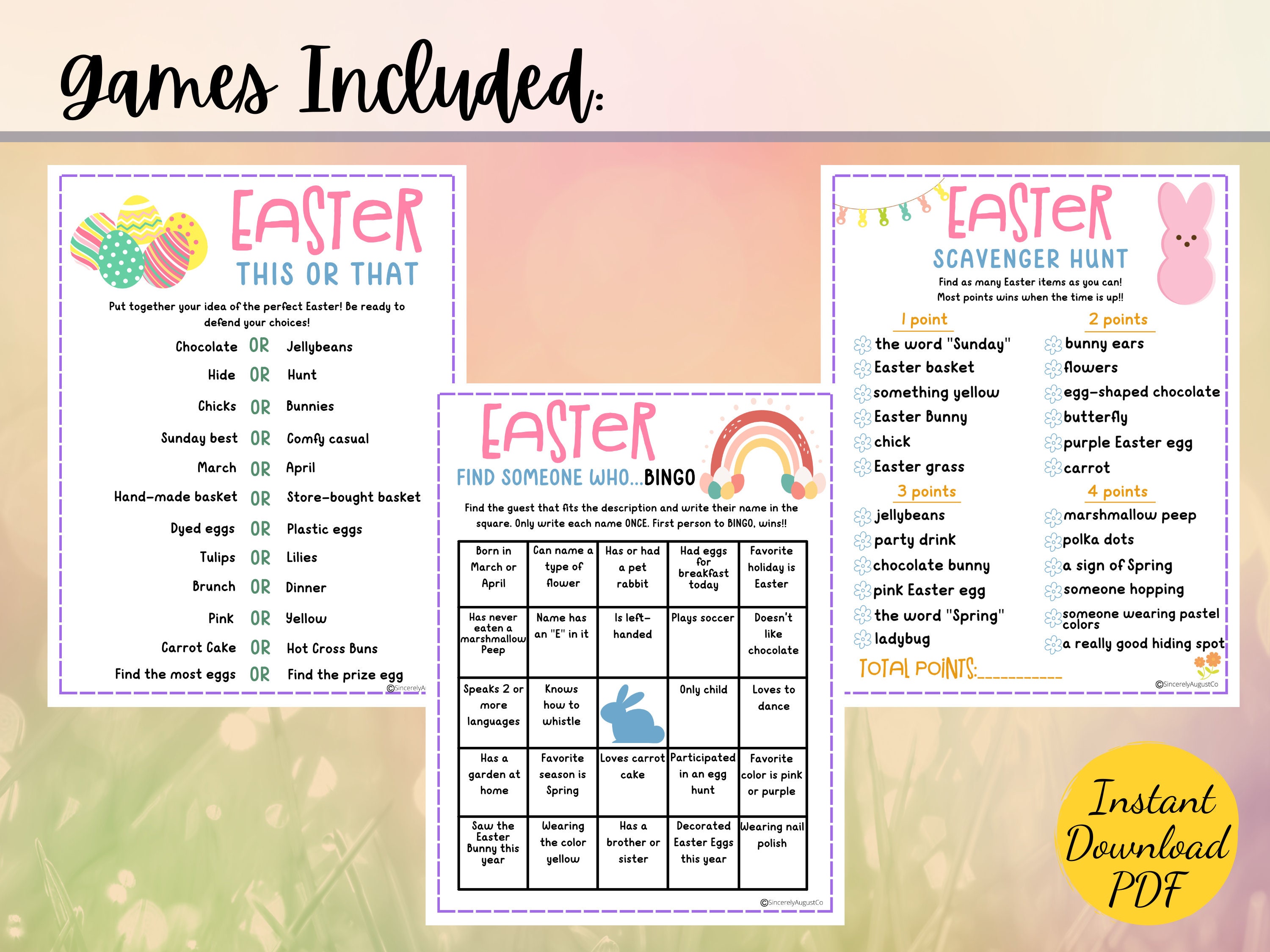 EASTER Party GAMES BUNDLE 6 Game Bundle Printable Easter Games and ...