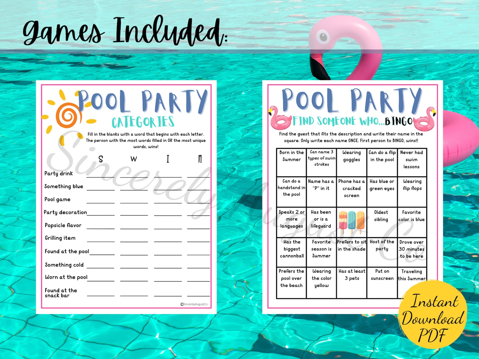 POOL Party GAME BUNDLE - 5 Printable Pool Party Games - Fun Pool Party ...