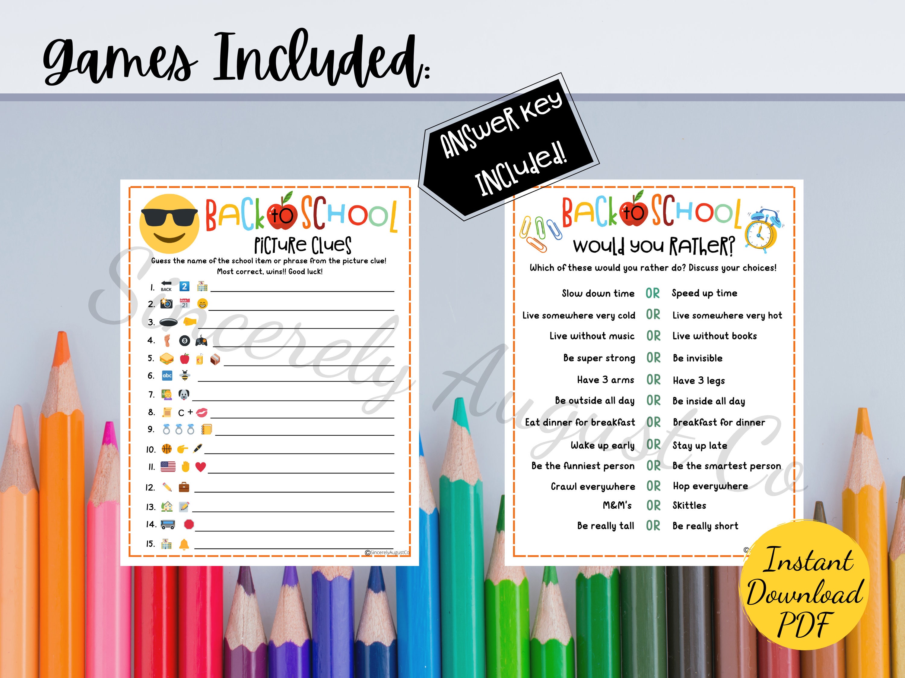 Back to School Games BUNDLE #2 - 5 Game Bundle - Back to School ...