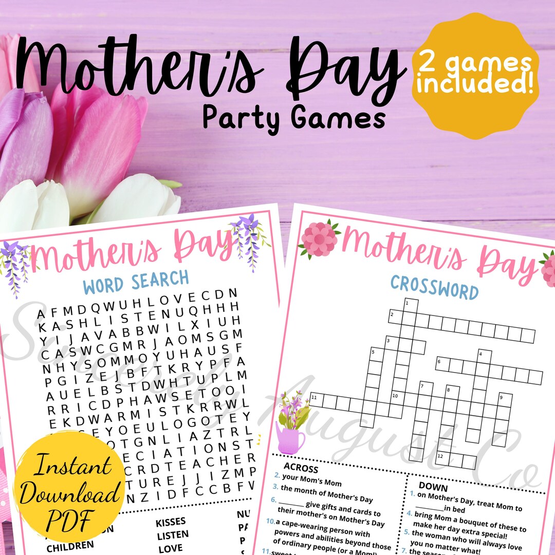 Mothers Day WORD SEARCH - Mothers Day CROSSWORD - Mothers Day Party ...